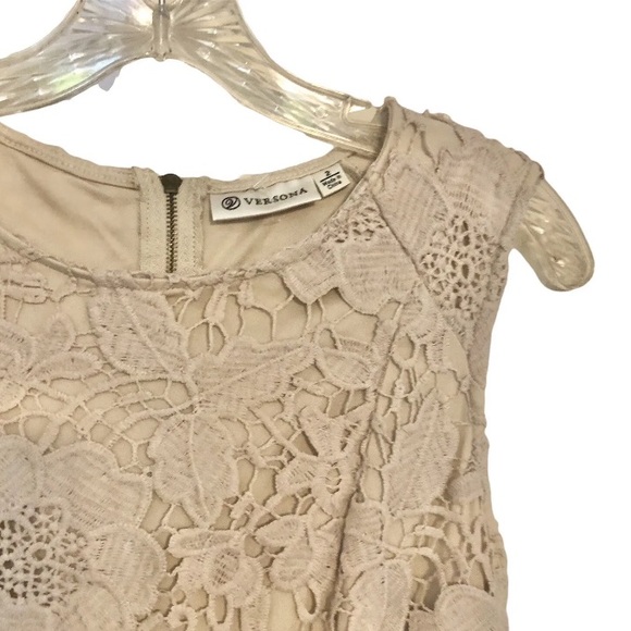 Versona | Dresses | Versona Embroidered Floral Overlay Sleeveless ...